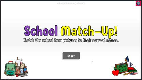 School Matching Game for Kids – Interactive PowerPoint Activity | TPT