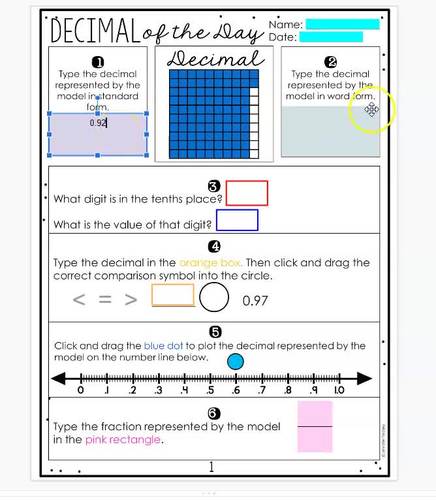 4th Grade Decimal of the Day *with Google Slides™ Distance Learning