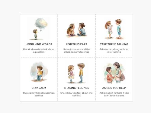 Conflict Resolution Therapy Cards Kids Printable Psychotherapy Worksheets