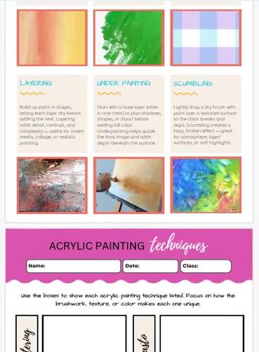 Acrylic Painting Techniques – Student Practice Pack | Middle & High ...
