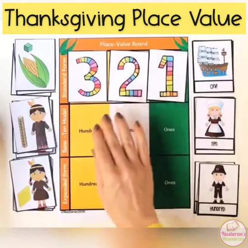 Place Value Game | Thanksgiving Math Center | Hundreds Tens Ones Activities