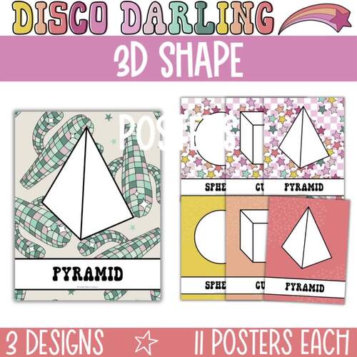 Retro Shape Posters / Disco 3D Shape Posters Display / Geometry Math ...