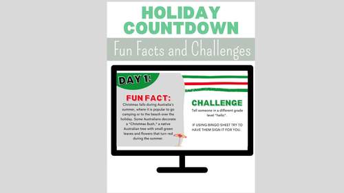 Holiday Break Countdown - Fun Facts and Challenges | TPT