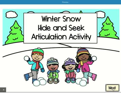 Winter Snow Hide and Seek Boom Cards Articulation Activity | TpT