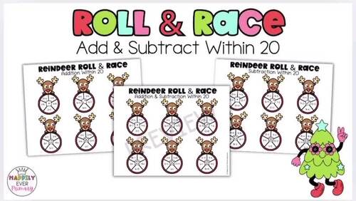 Christmas Roll & Race Math Dice Games | Addition & Subtraction Within 20