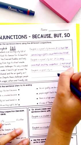 'Because, But, So' Conjunctions Writing Worksheets | Grades 4-6 Revolution
