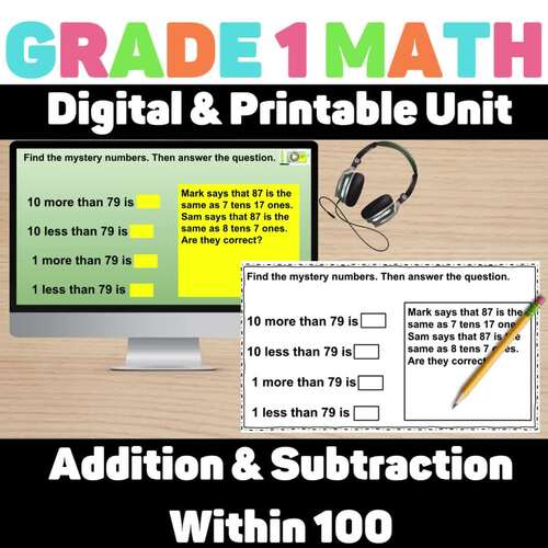 Grade 1 Math Unit 6: Digital & Printable Addition and Subtraction ...