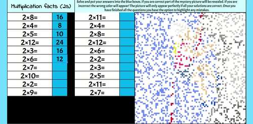 Multiplication Facts (2s) Magic Moving Pixel Art Mystery Picture
