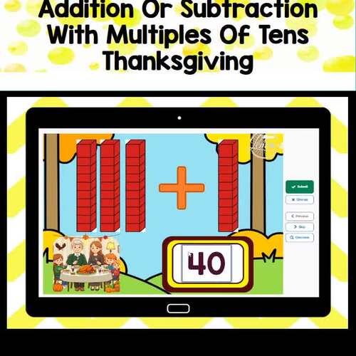 Adding Or Subtraction Multiples Of 10 Thanksgiving Math Activity BOOM ...