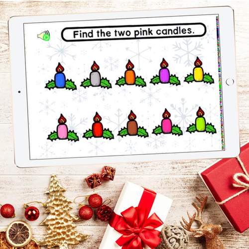 Find the PINK Color Recognition | BOOM CARDS with audio | Christmas