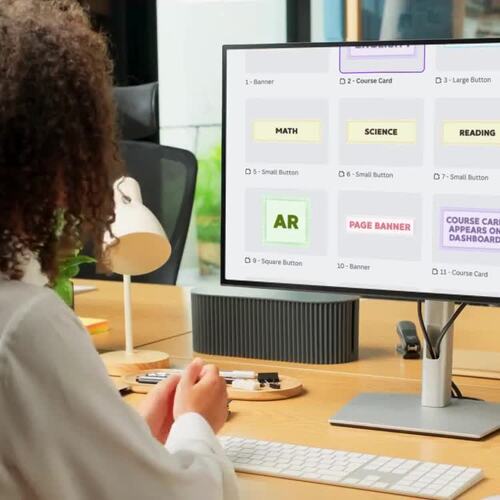 Gingham Canvas LMS Buttons & Course Card by Camar Classroom Creations