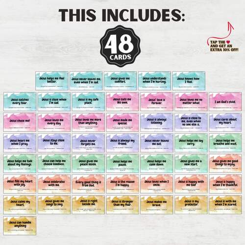 Bible Verse Cards for Kids, 48 Printable Affirmation Scriptures ...