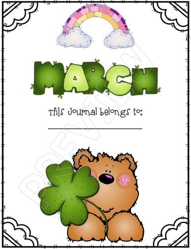 Write it! March Journal Prompts, Word Lists, and Cover Pages | TPT