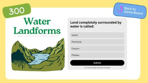 Landforms Jeopardy! | Plains, Plateau, Deserts, Erosion, and More! NO PREP!