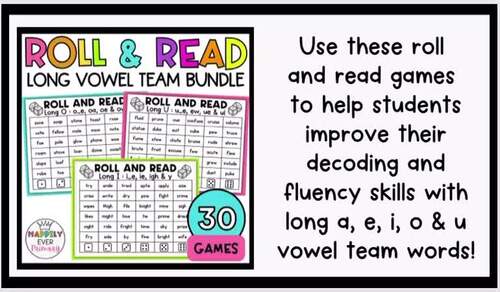 Long Vowel Teams A E I O U - Phonics Roll and Read Games BUNDLE | TPT