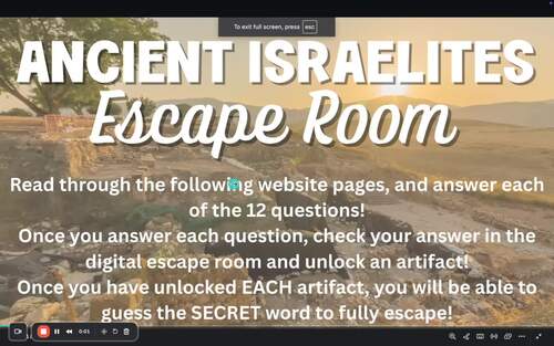 Ancient Israelites Escape Room - Reading Comprehension - Print and Digital