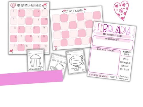 Valentine's Day Bundle Gift Craft Bulletin Board Cards Class List Coloring