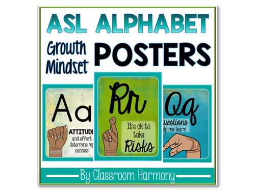 ASL Growth Mindset Alphabet Posters - American Sign Language | TPT