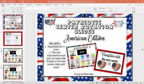 Patriotic/American Center Rotation Slides (Editable & Includes Music ...
