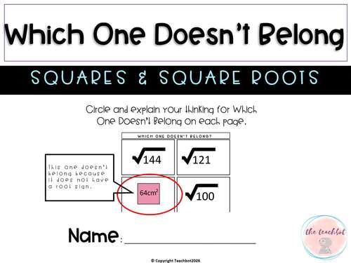 Which One Doesn't Belong Square Roots by Teachbot | TPT