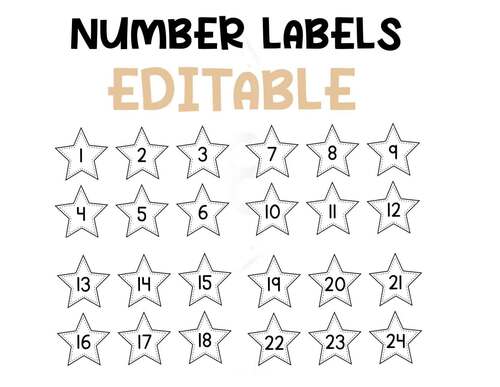 Stars Number Labels, Classroom Numbers, Printable Star Number Labels