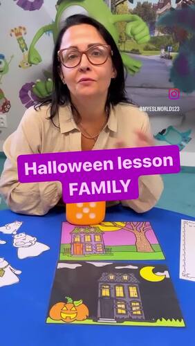 5 little ghosts - Halloween ESL lesson to practice family and numbers 1-15