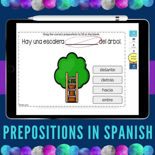 Boom Cards Spanish prepositions practice by Profe Zulita | TPT
