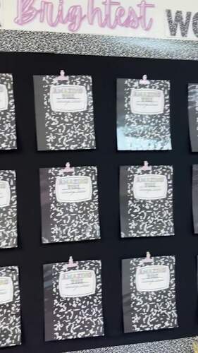 Composition notebook themed Student Work Wall by Makaily Bailey | TPT
