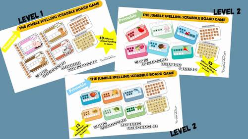 The Jumble Scrabble Spelling board game (Printable PDF version) LEVEL 1