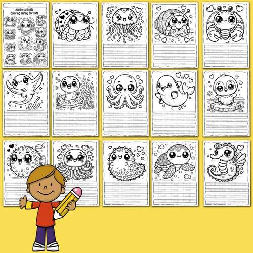 Marine Animals Writing & Coloring Worksheets, Fun Printable Activities ...