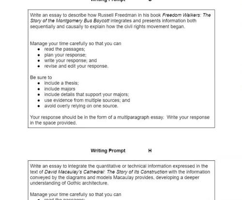 Test Prep Writing Prompts | 7th Grade ELA Test Prep by Summer Sweetness