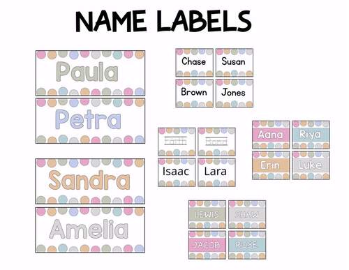 Pastel Student Name Labels, Bright Classroom Labels, Boho Name Posters