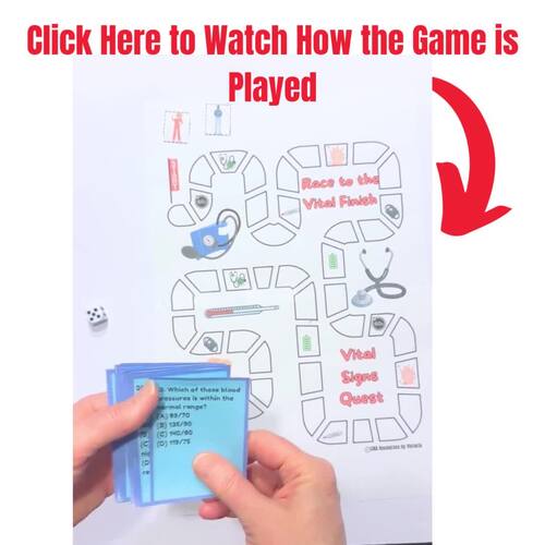 Vital Signs Board Game Race to the Vital Finish for Health Science and CNAs