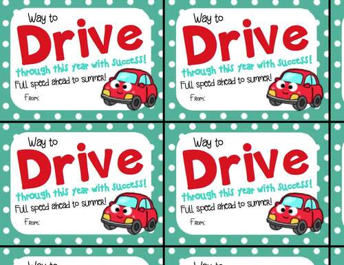 Car Fidget Toy End of Year Gift Tag- Way to Drive through this year ...