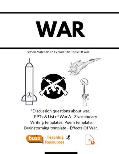 War Vocabulary. Discussion. Writing. A to Z. PPTx. Social Studies. ESL ...