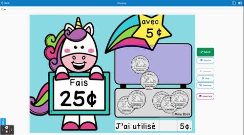 BOOM Cards: L'argent: Valeurs équivalentes (jusqu'à 50¢ et 50$) by Mme Bock