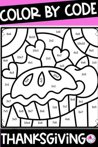 THANKSGIVING TURKEY COLOR BY NUMBER CODE MULTIPLICATION FACTS WORKSHEETS