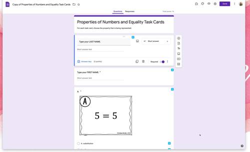Properties of Numbers and Equality Digital Task Cards | TpT