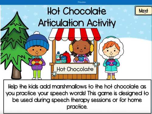 Hot Chocolate Winter Articulation Activity Boom Cards™ NO PREP Speech ...