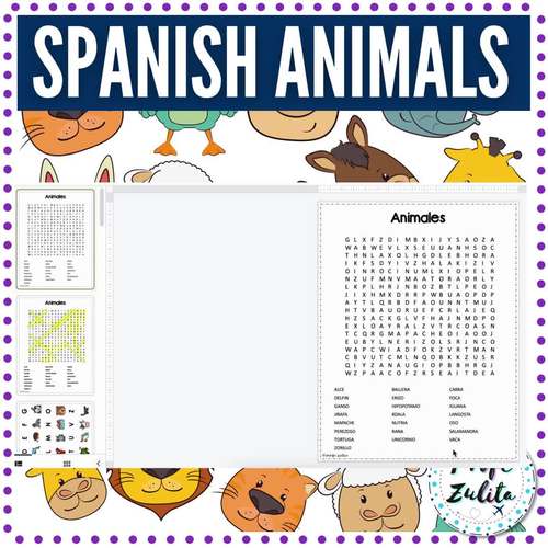 Animals in Spanish Fun Activities - los animales Sub Plans Decoder Activity