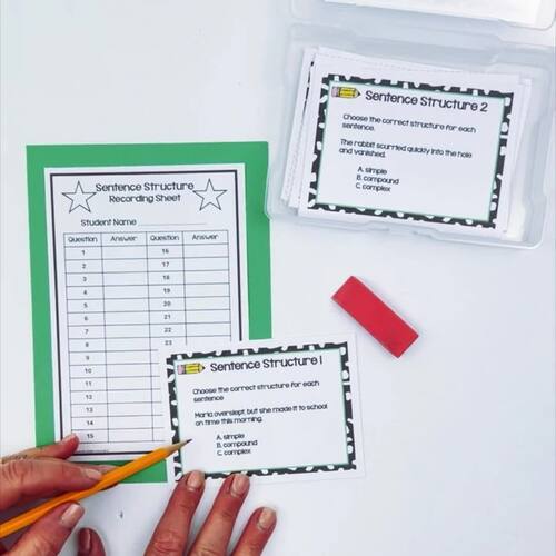 Sentence Structure Task Cards by Right Down the Middle with Andrea