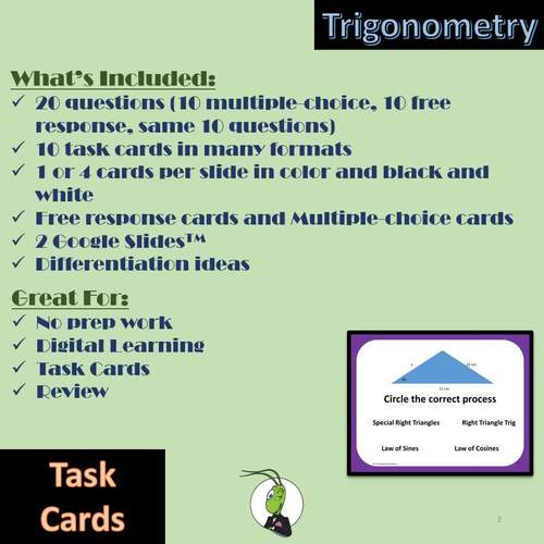 Special Right, Non Right or Right Triangle Trig Task Cards Geometry Google
