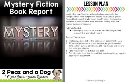 Mystery Fiction Book Report by 2peasandadog | Teachers Pay Teachers