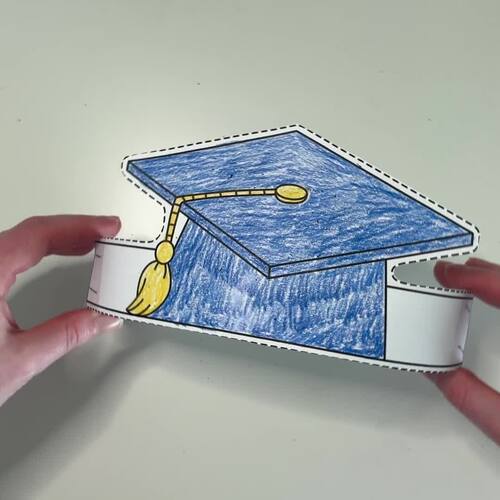 Graduation Hat Paper Crown Headband Printable Coloring Craft Activity ...