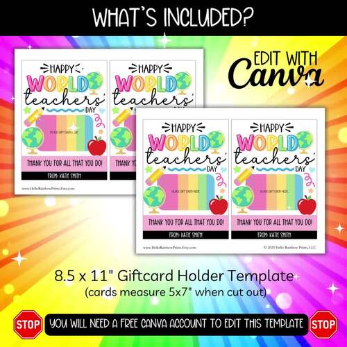 World Teachers Day Gift Card Holder, Teacher Appreciation Pencil Apple ...