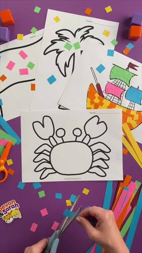 Mosaic Art Cut & Paste | Pirate-Themed Scissor Skills Craft | Fine ...