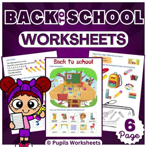 Fun Back to School No Prep Worksheets for Preschool, Kindergarten and ...
