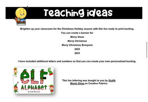 Create your own Christmas Bunting Banner Pack by Oceanview Resources