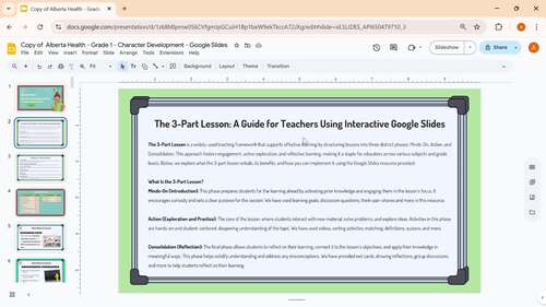 Google Slides Lessons - Alberta Health - Grade 1 - Character Development
