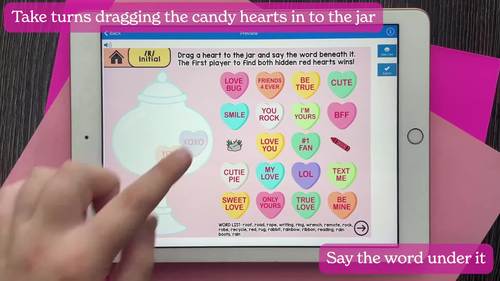 Candy Articulation Game - R - Boom Cards™ Deck - Valentine's Day Speech